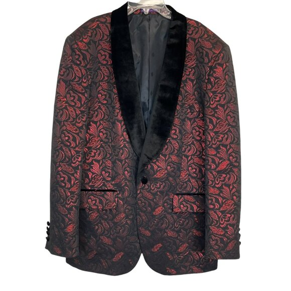 Vinci | Suits & Blazers | New Vinci Regular Fit Sport Coat In Ruby Metallic Flora Size Xl Cotton ...